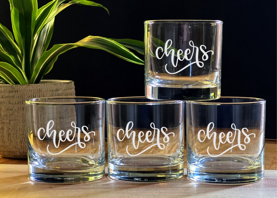 Cheers Whiskey Glass Set (also Available on Wine and Pint and Beer Can ...