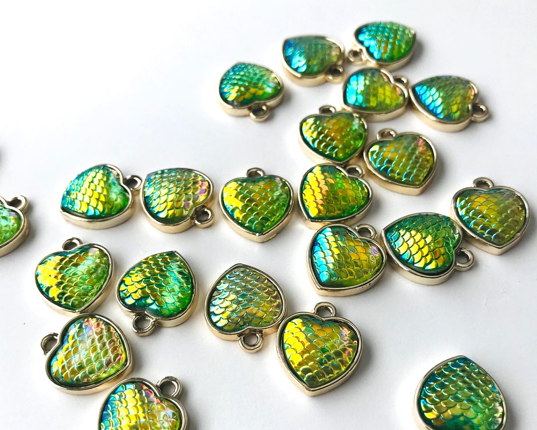 Mermaid Heart Charms,fish Scales or Dragon Scales Charms in Resin - Etsy