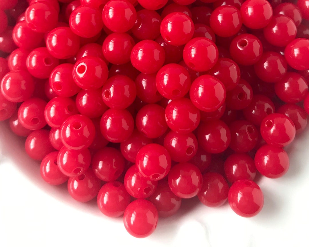 8mm Red Bubblegum Beads-acrylic Beads-gumball Beads-chunky Beads-round ...