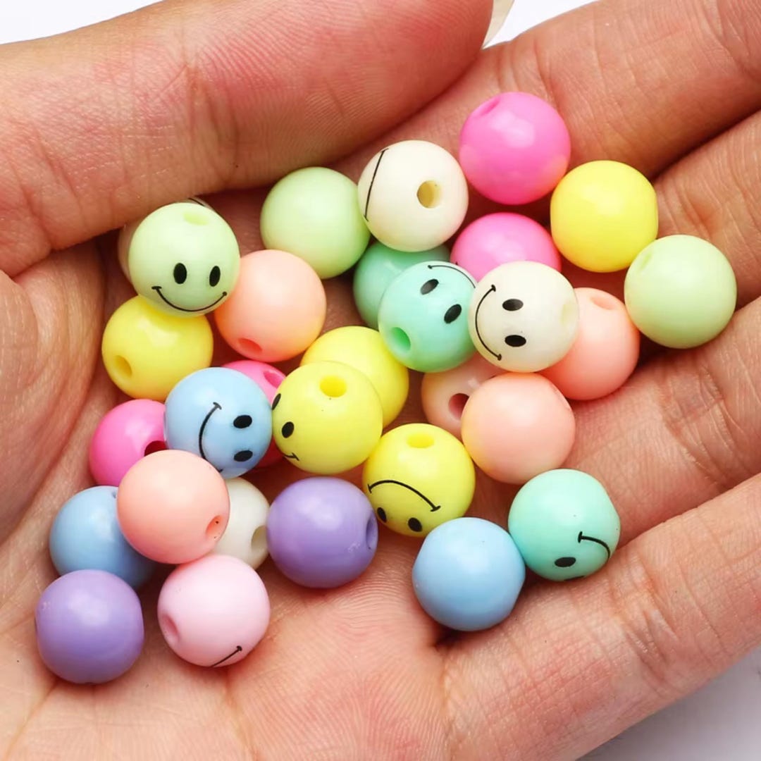 Round Colorful Smiley Face Beads,acrylic Smiley Spacer Beads for DIY ...