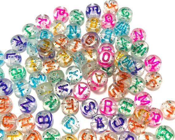 Glitter Alphabet Beadsacrylic Multicolored Letter Beads 7mm - Etsy