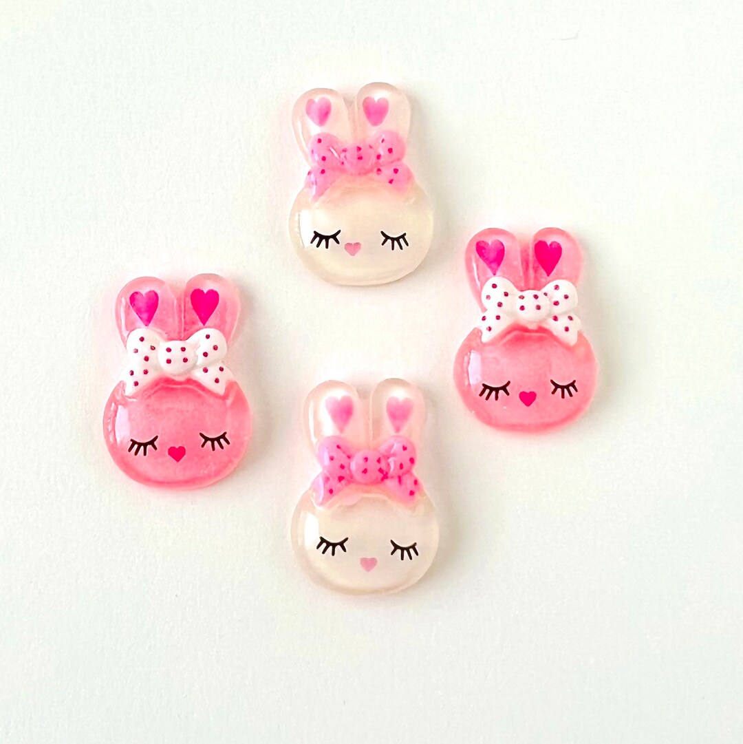 5 Resin Rabbit Cabochons-kawaii Bunny Flatback Cabochons - Etsy