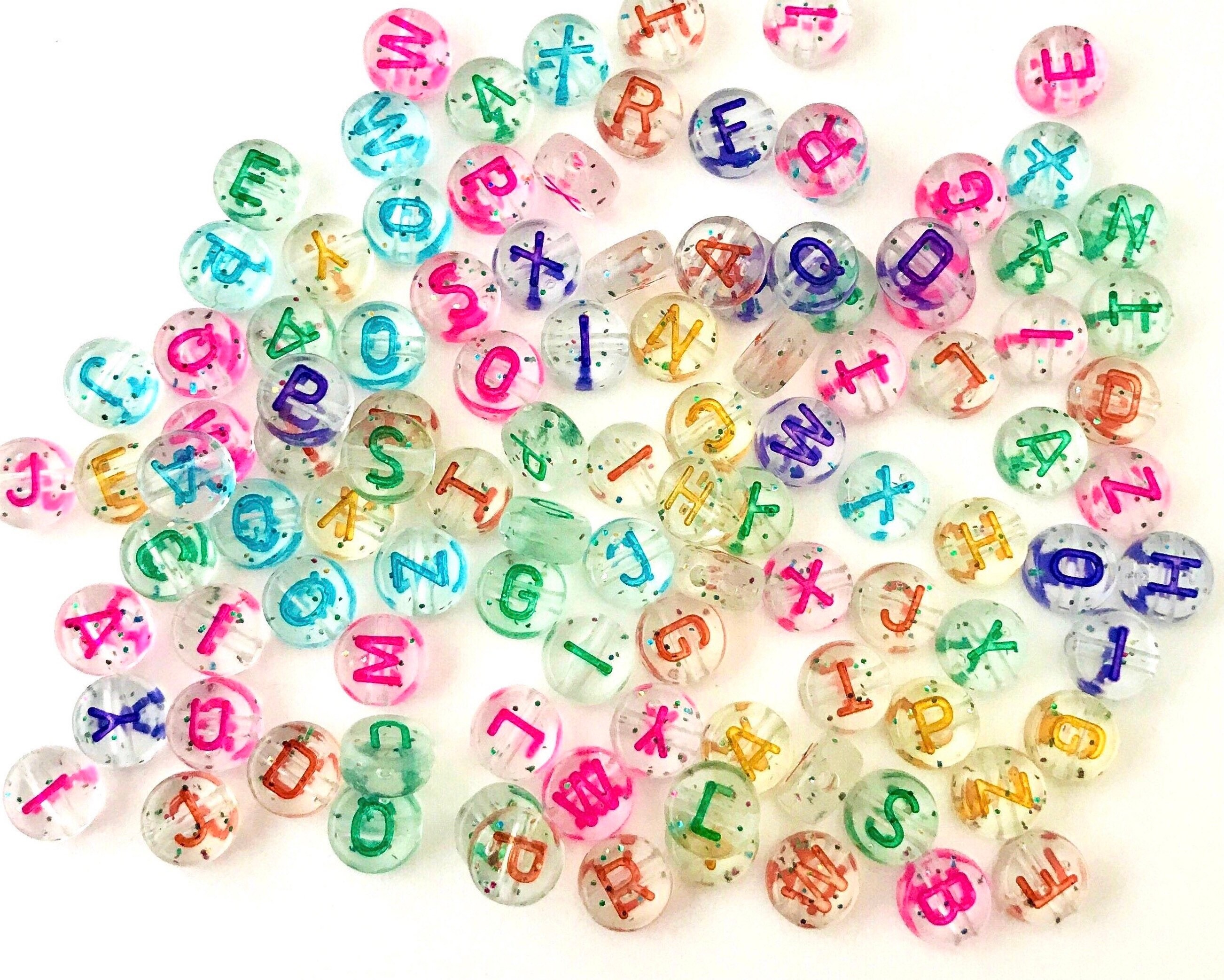 Glitter Alphabet Beads,acrylic Multicolored Letter Beads 7mm - Etsy