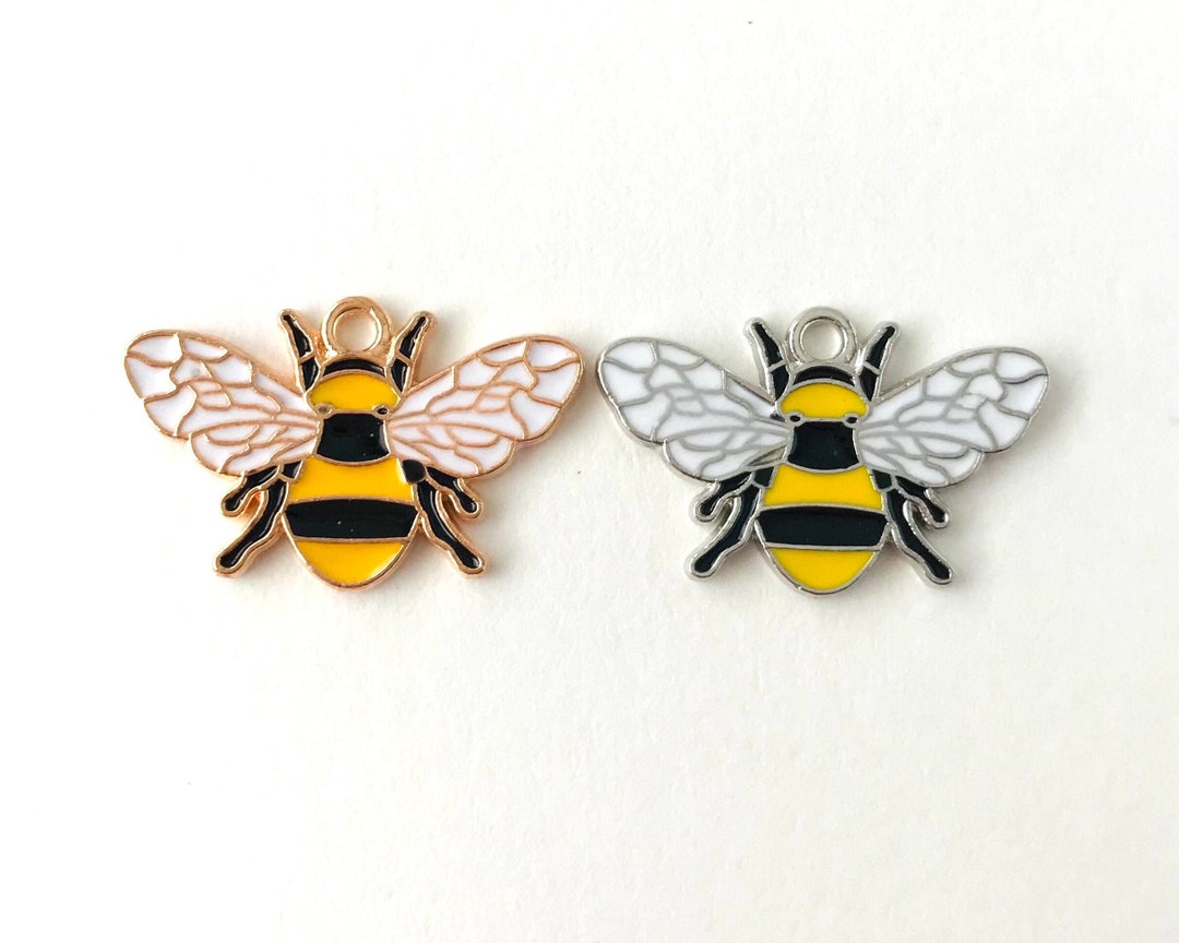 Bee Charms, Bulk Enamel Bee Pendant in Gold and Silver Tone - Etsy