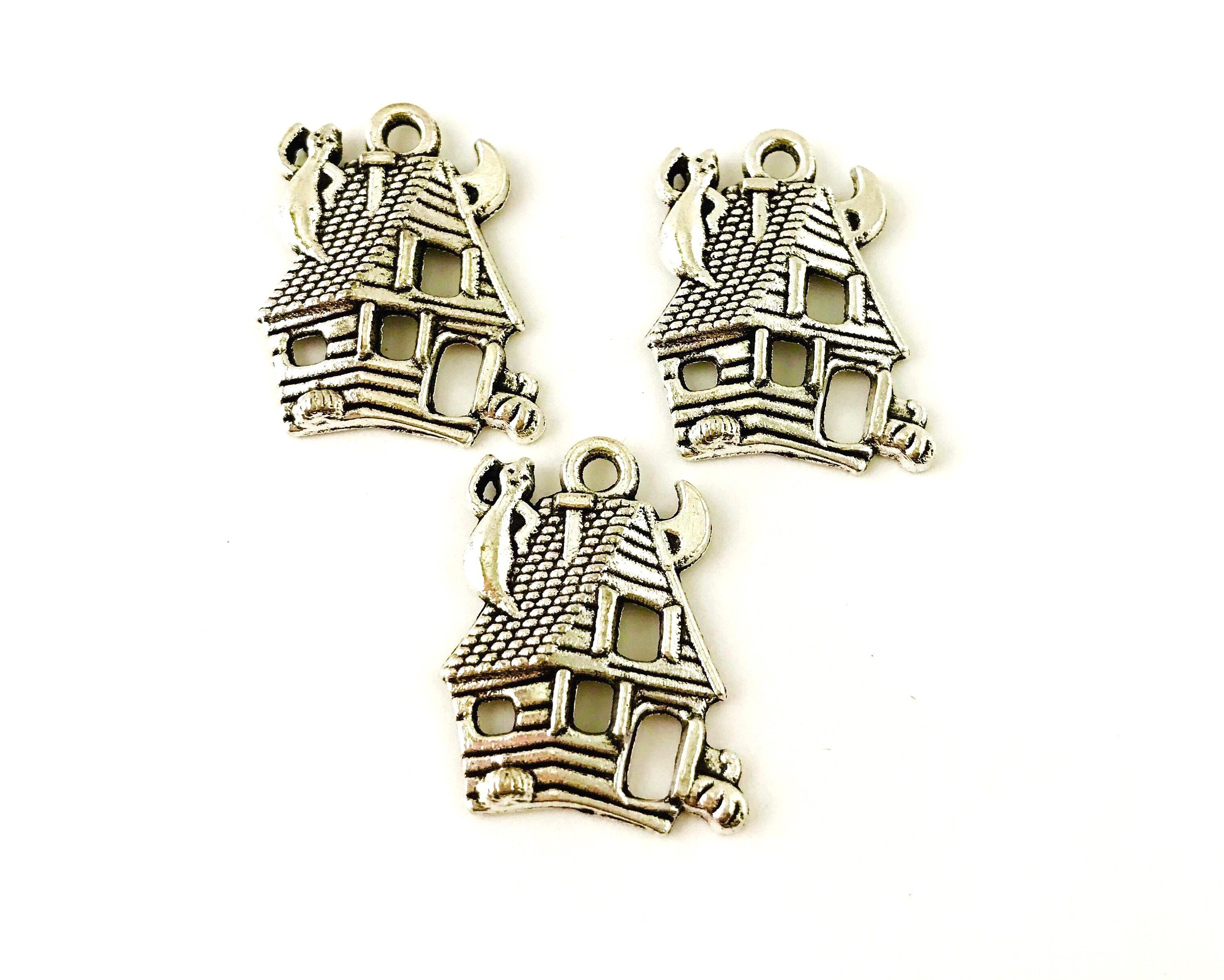 5 Haunted House CharmHalloween CharmsWitch Charms | Etsy