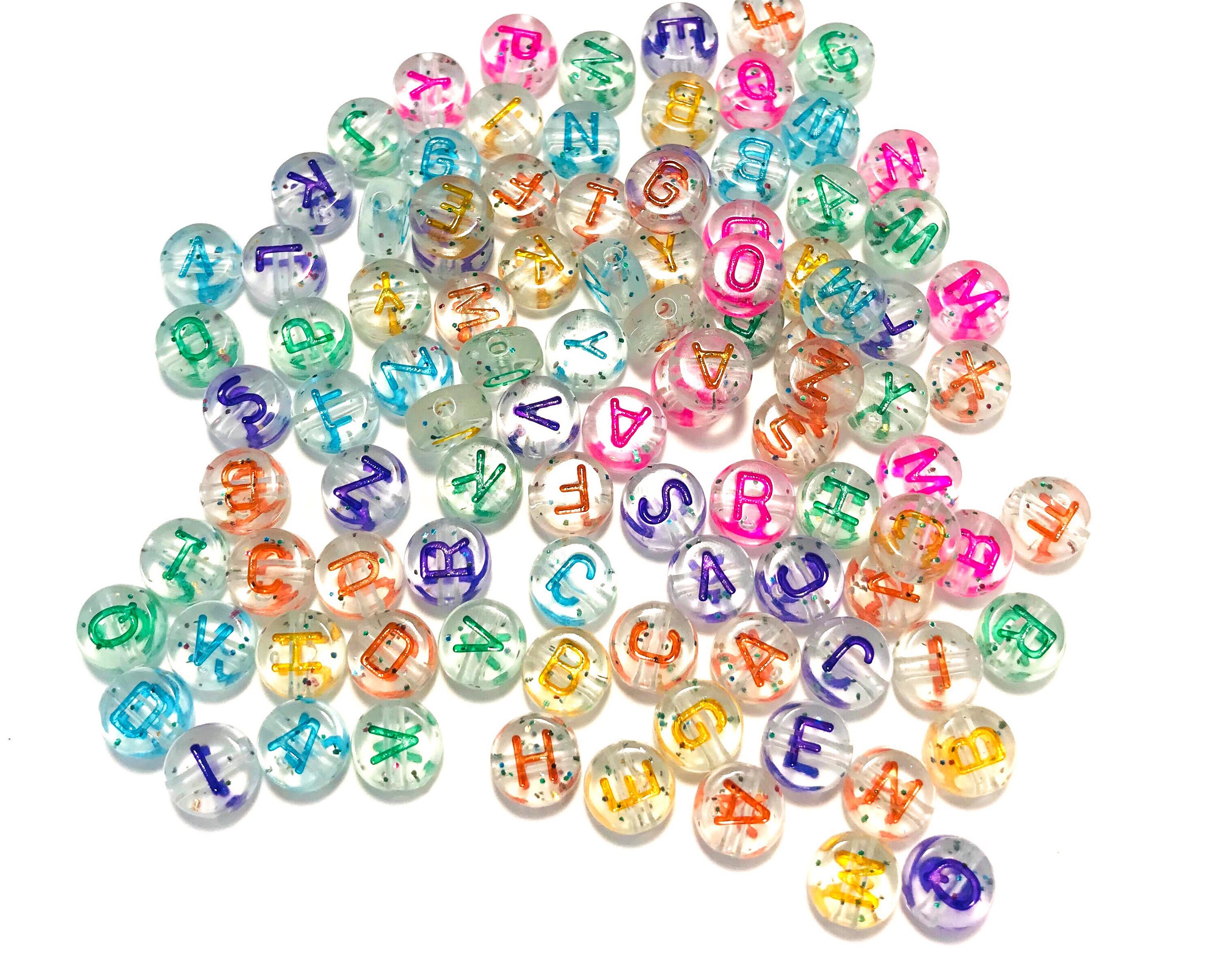 Glitter Alphabet Beads,acrylic Multicolored Letter Beads 7mm - Etsy