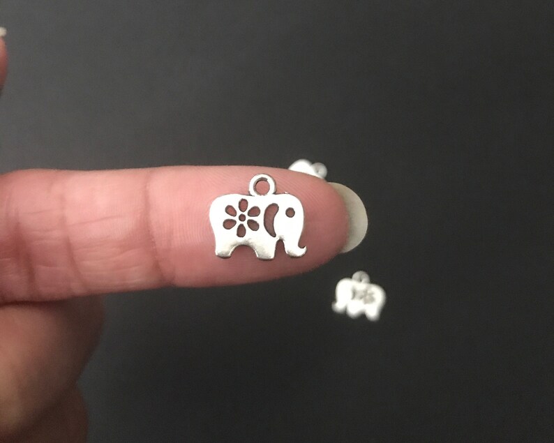 Tiny Elephant Charm-small Elephant Pendant Silver Tone - Etsy
