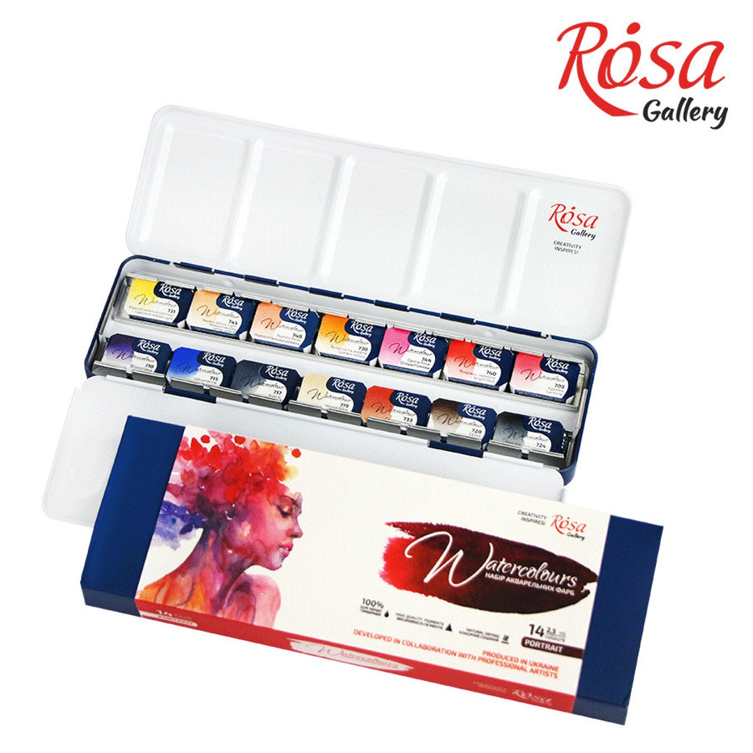 WATERCOLOR Set Professional Watercolors 2.5 Ml Full Pans 14 Colors ...