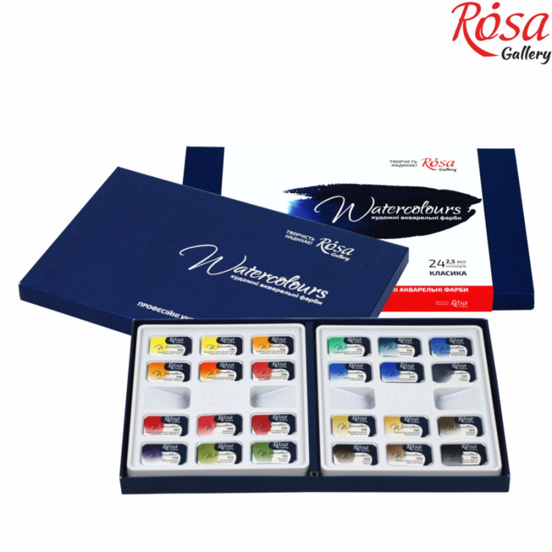 Watercolor Set ROSA GALLERY Watercolors 2.5 Ml Full Pans 24 Colors in ...
