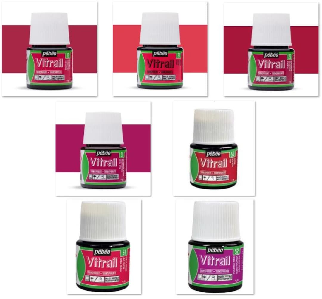 Pebeo Solvent-based Glass Paint for VITRAIL Diy Project 45ml RED-PINK ...