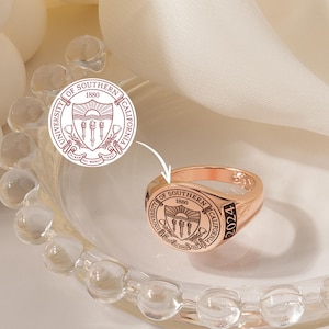 Engraved Signet Ring With School Logo - Personalized Class Ring for ...