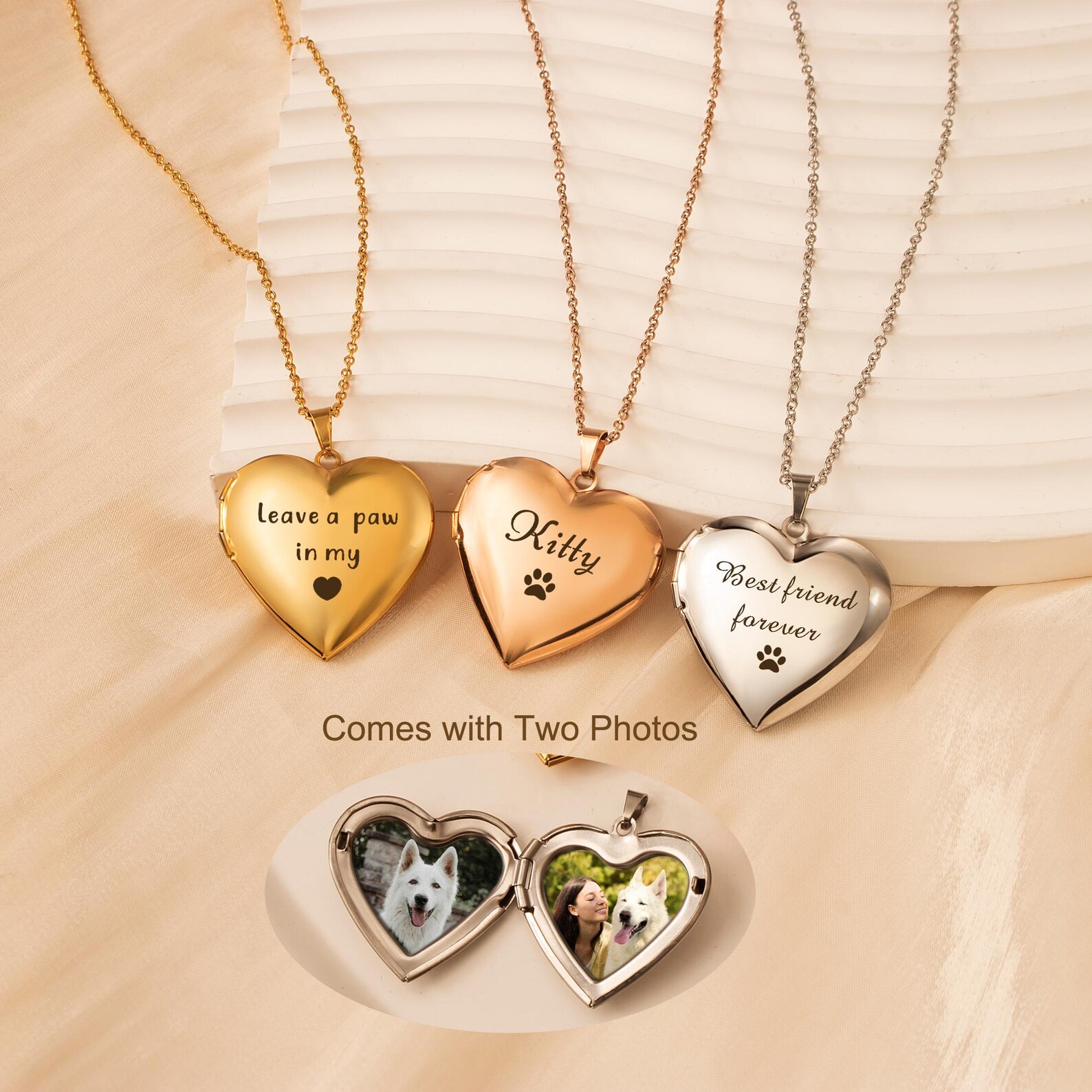 Pet Memorial Gift - Heart Locket Necklacw With Photo - Pet Photo Locket ...