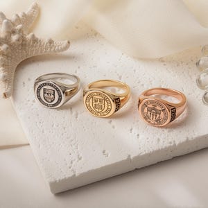 Engraved Class Ring - Custom College Graduation Ring - Personalized ...