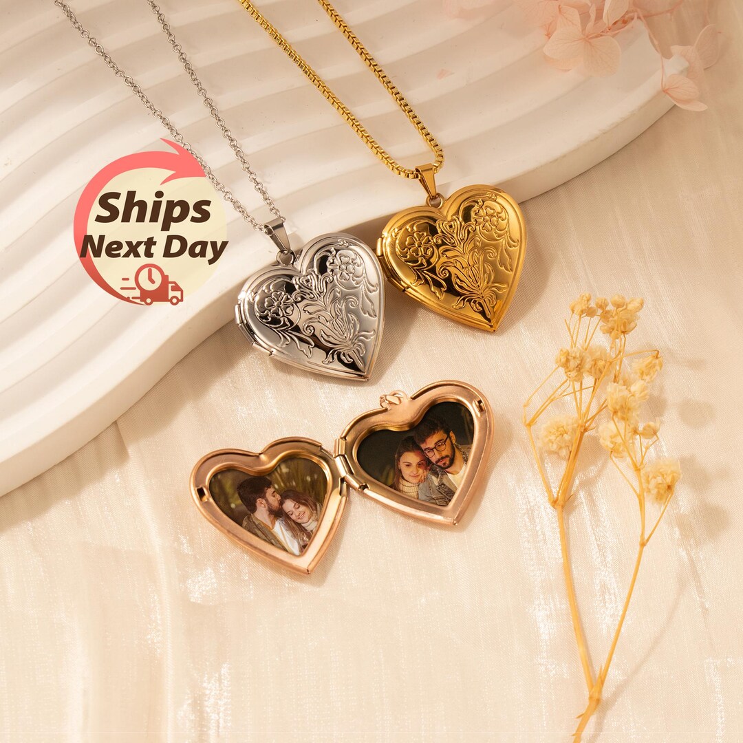 Heart Locket Necklace With Photo - Vintage Photo Lcoket - Personalized ...