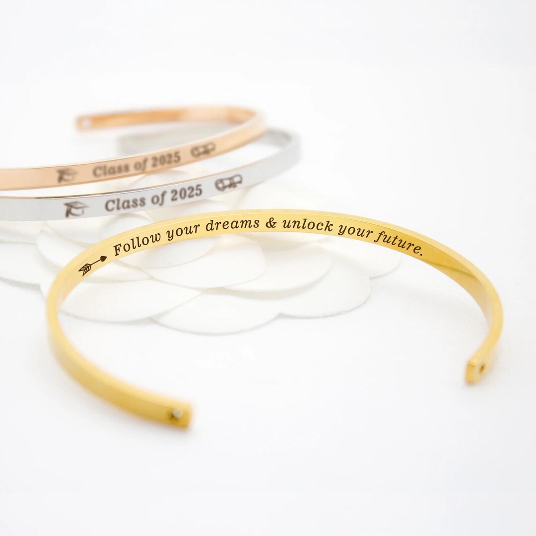 Graduation Gift - Class of 2025 - Graduation Bracelet - Custom Cuff ...