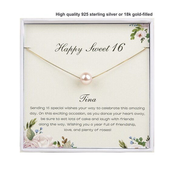 Happy Sweet 16 Gift Custom Sweet 16 Pearl Necklace Gift for | Etsy