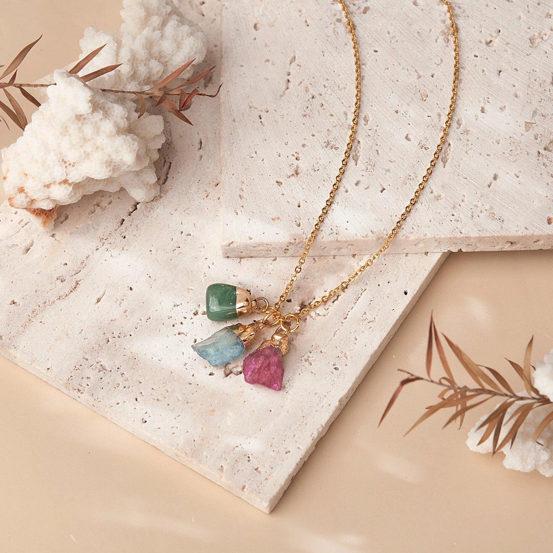 Mom Christmas Gift Custom Crystal Necklace Raw Birthstone Necklace ...