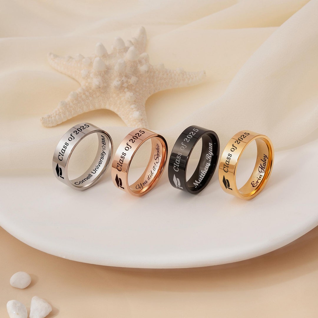 Graduation Ring - Custom Engraved Ring - Phd Graduation Gifts - College ...