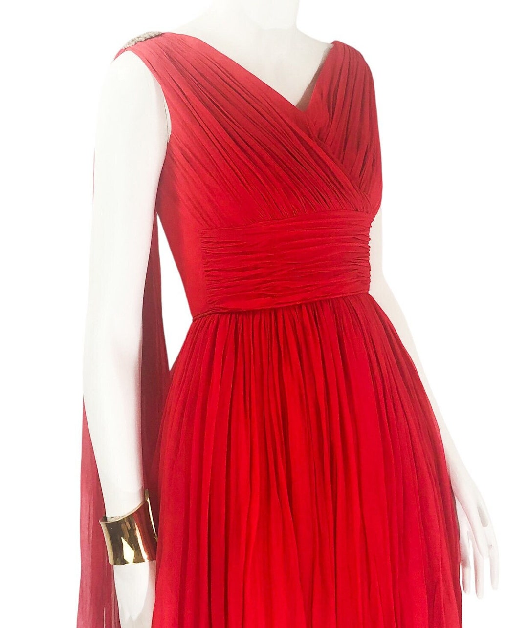 Vintage 1960's Red Vamp Cocktail Dress Pure Silk Fully Lined Shoulder ...