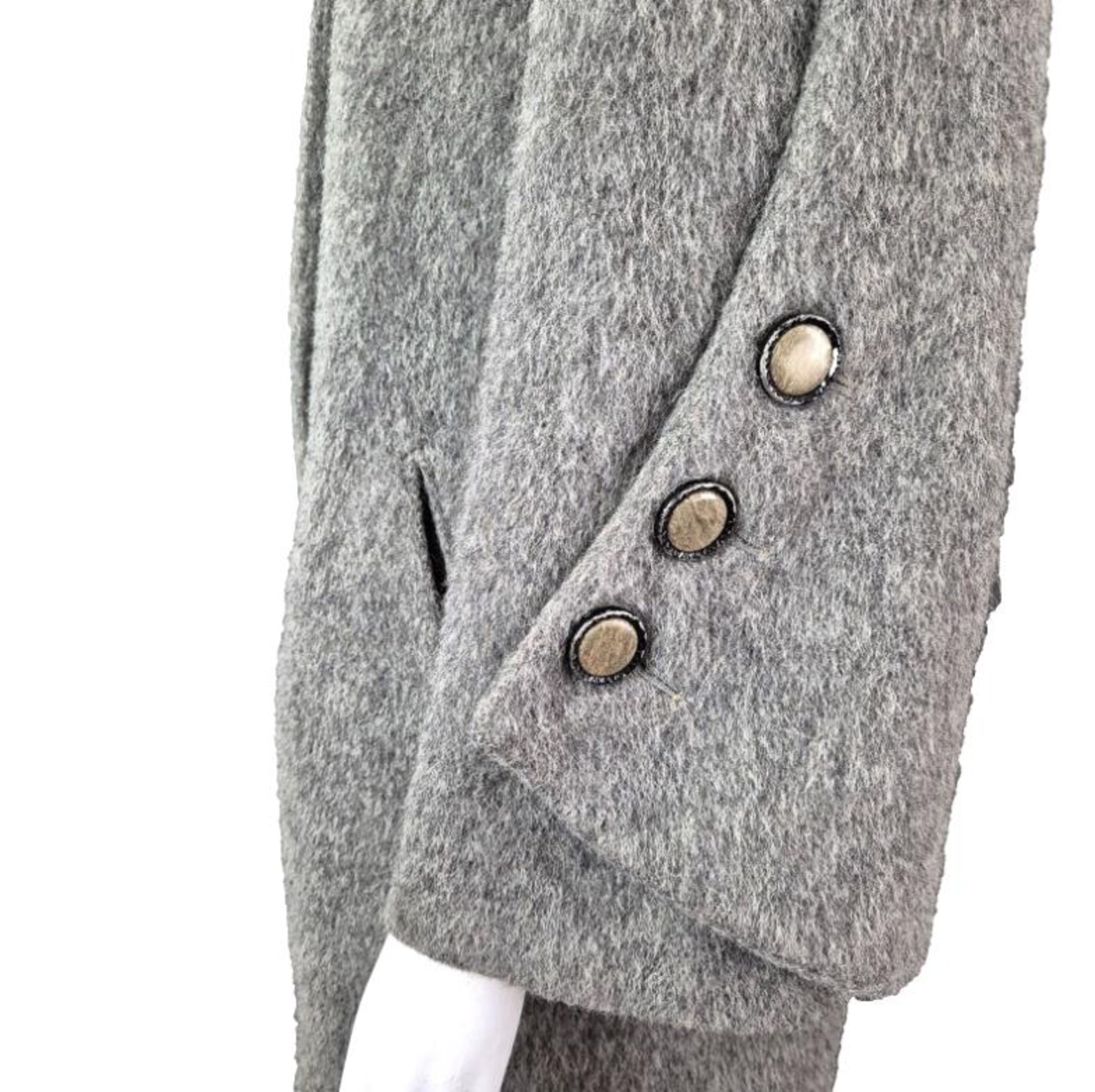 Vintage 1950's Grey Sing Coat Pure Alpaca W Pockets Bell Sleeves Size M ...