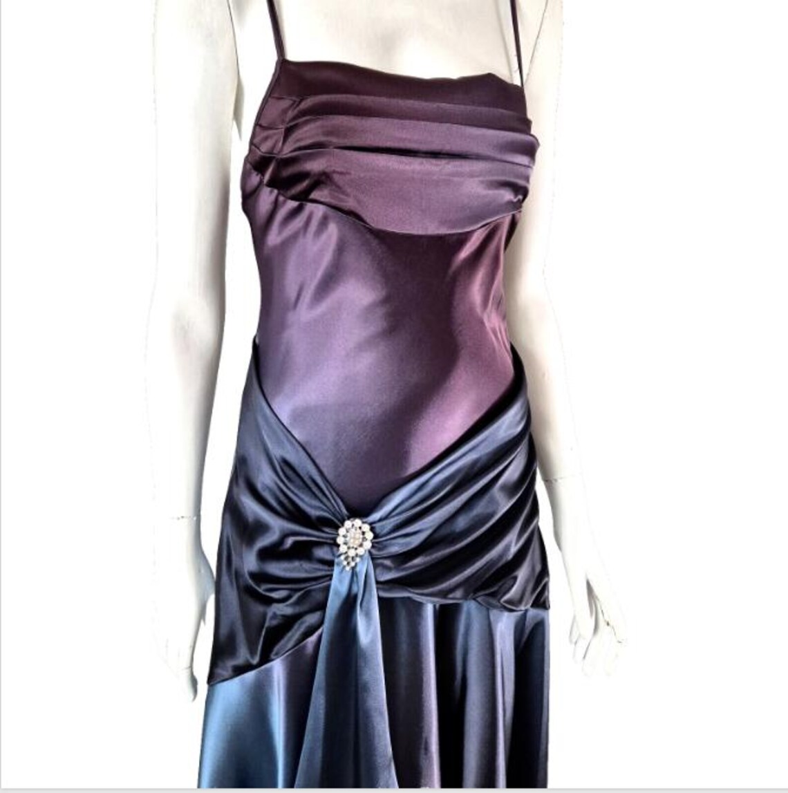 Vintage 1990's Ombre Mermaid Gown Slinky Dress Romantic Goth Satin ...