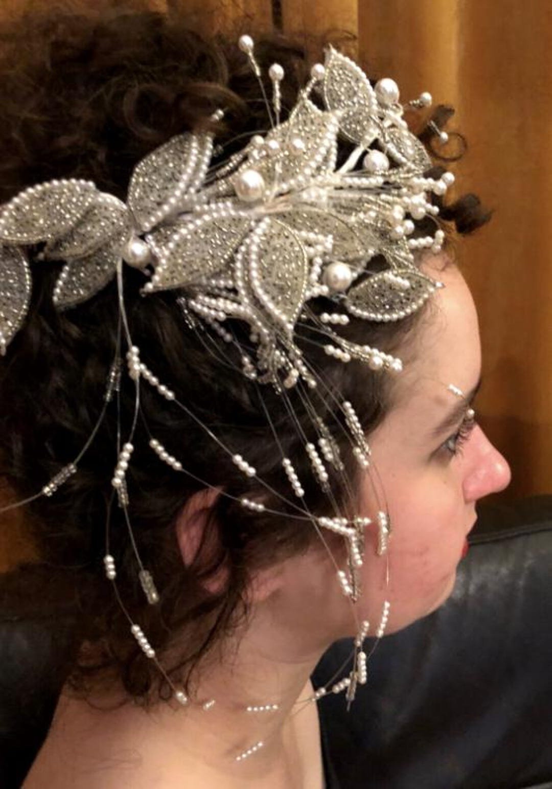 Vintage 1980s White Bridal Hair Tiara Hair Clips Wedding Veil Beaded ...