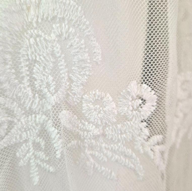 White Lace Duster Coat 1990s Beach Tulle Romantic Coverup Long Sleeve ...