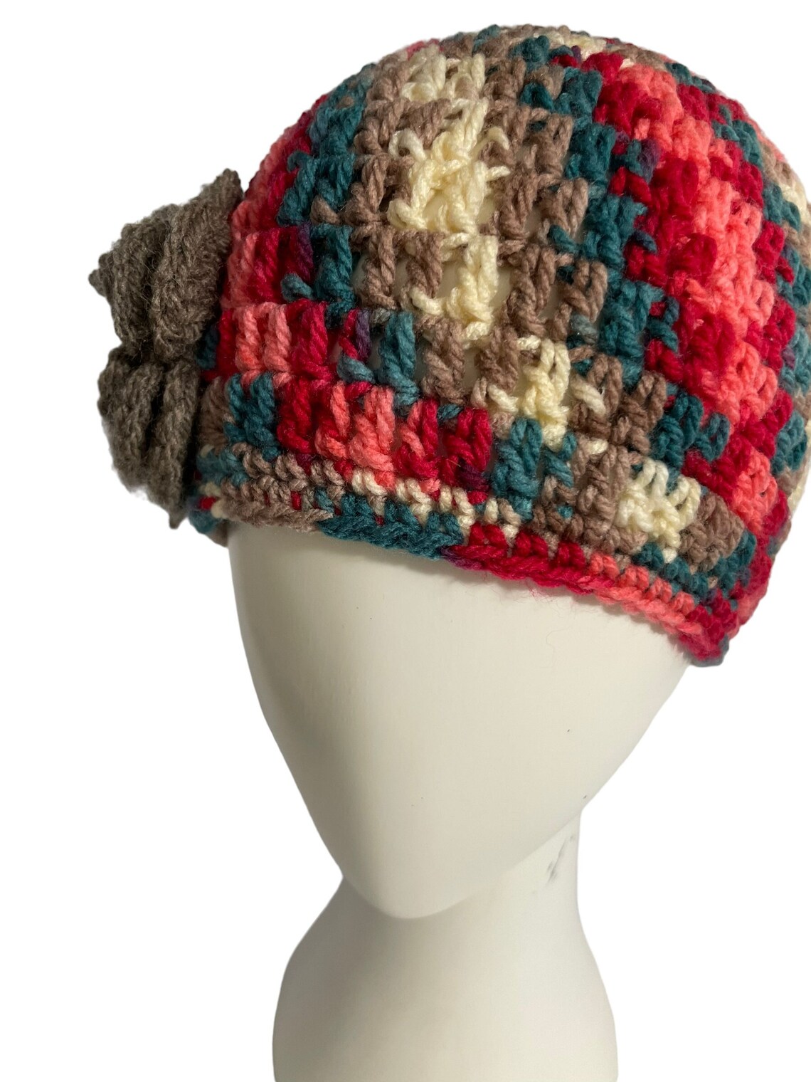 Vintage Woollen Hat With Flower Clueless Crocheted Beanie Cozy Hat Y2K ...