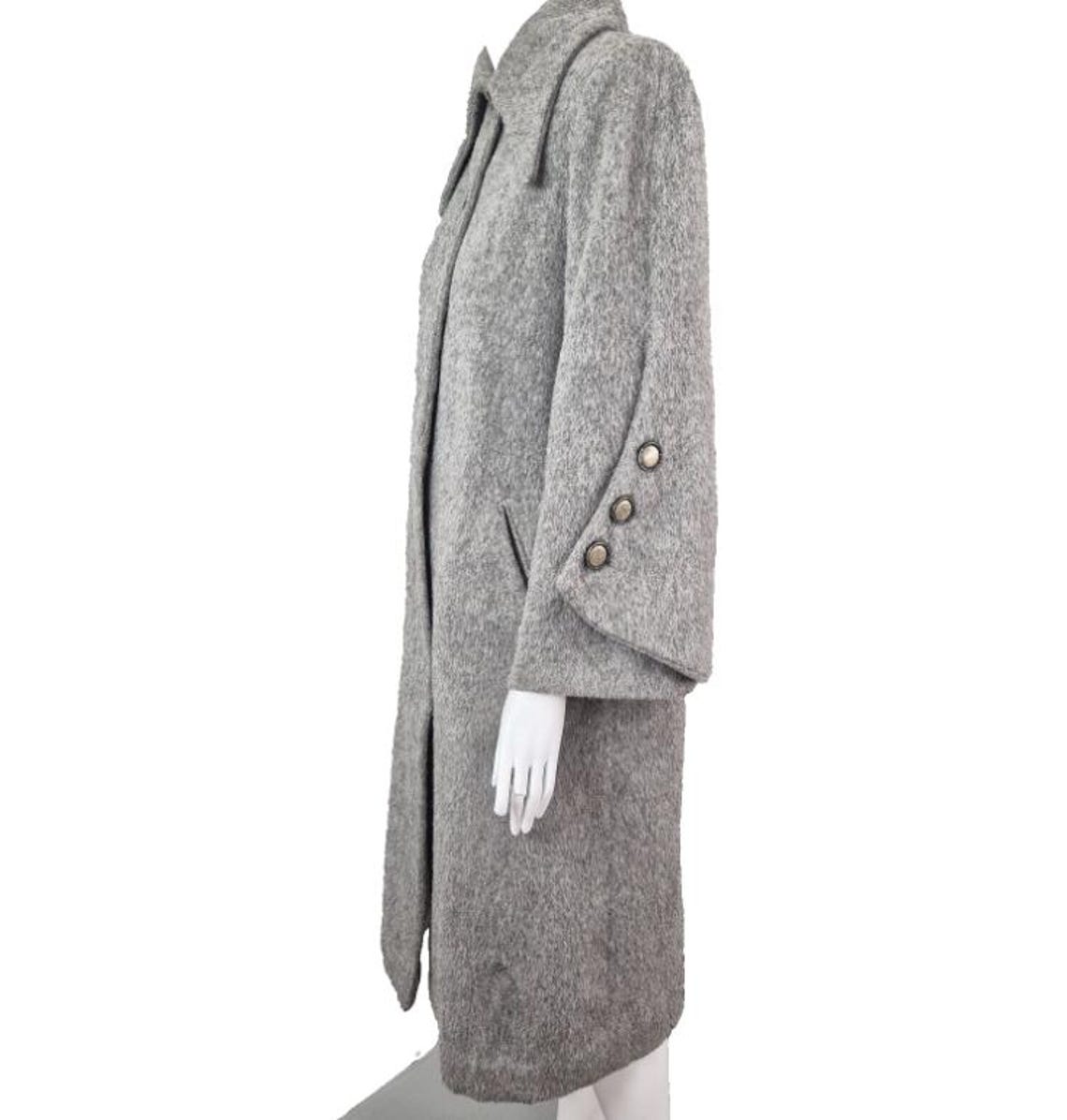 Vintage 1950's Grey Sing Coat Pure Alpaca W Pockets Bell Sleeves Size M ...