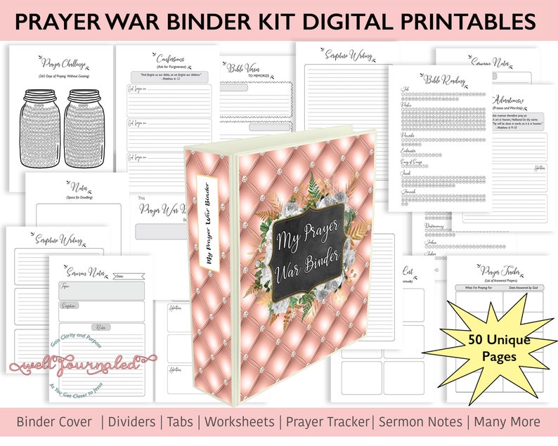 Faith Prayer War Binder for Bible Study, Prayer Journaling or Gratitude ...