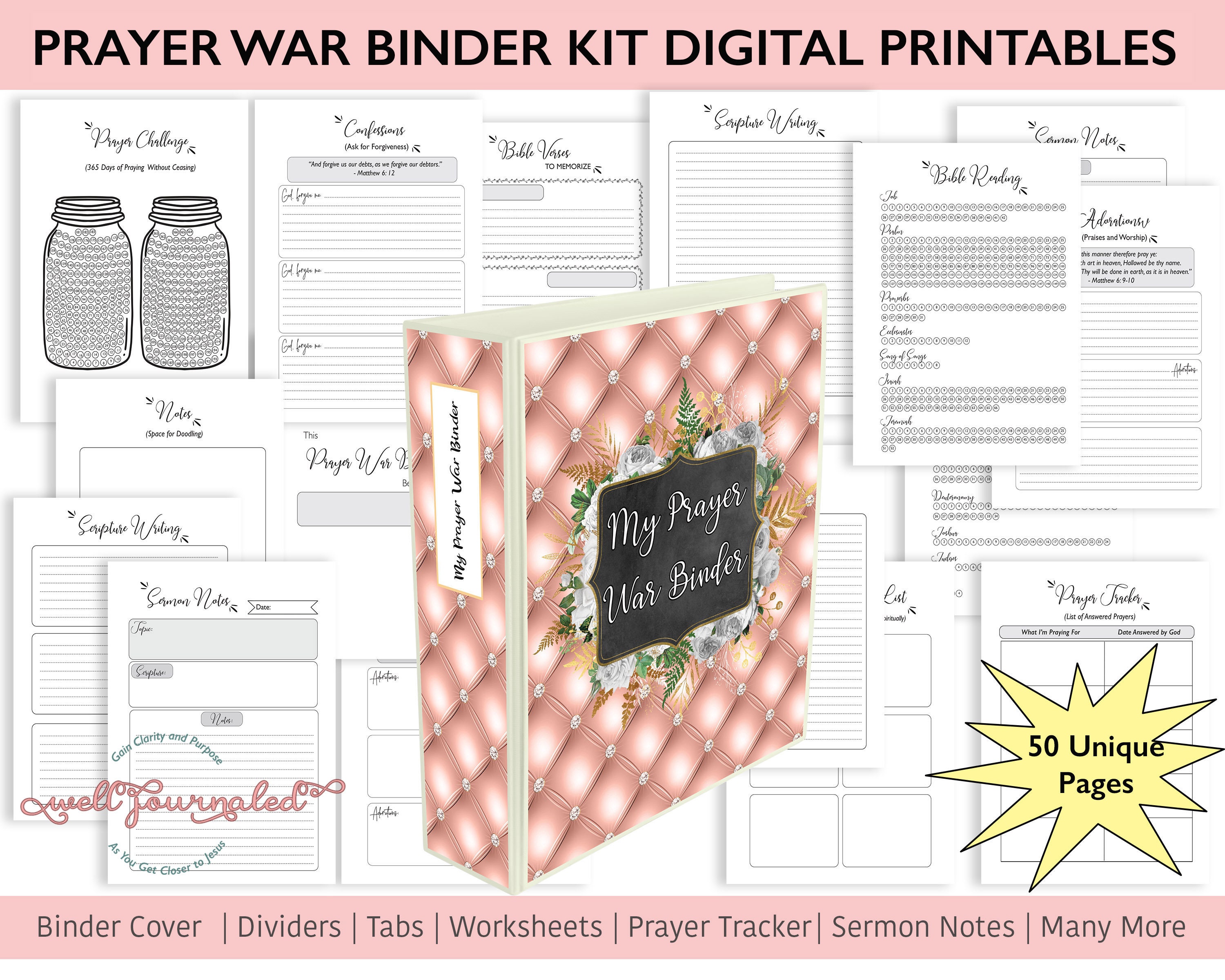 Faith Prayer War Binder for Bible Study, Prayer Journaling or Gratitude ...