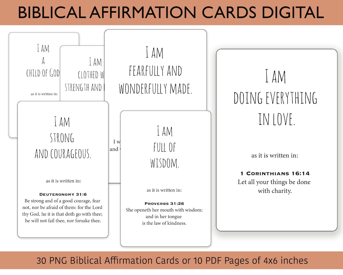 Biblical Affirmation Cards Printable I Am Bible Verse Cards Scripture ...