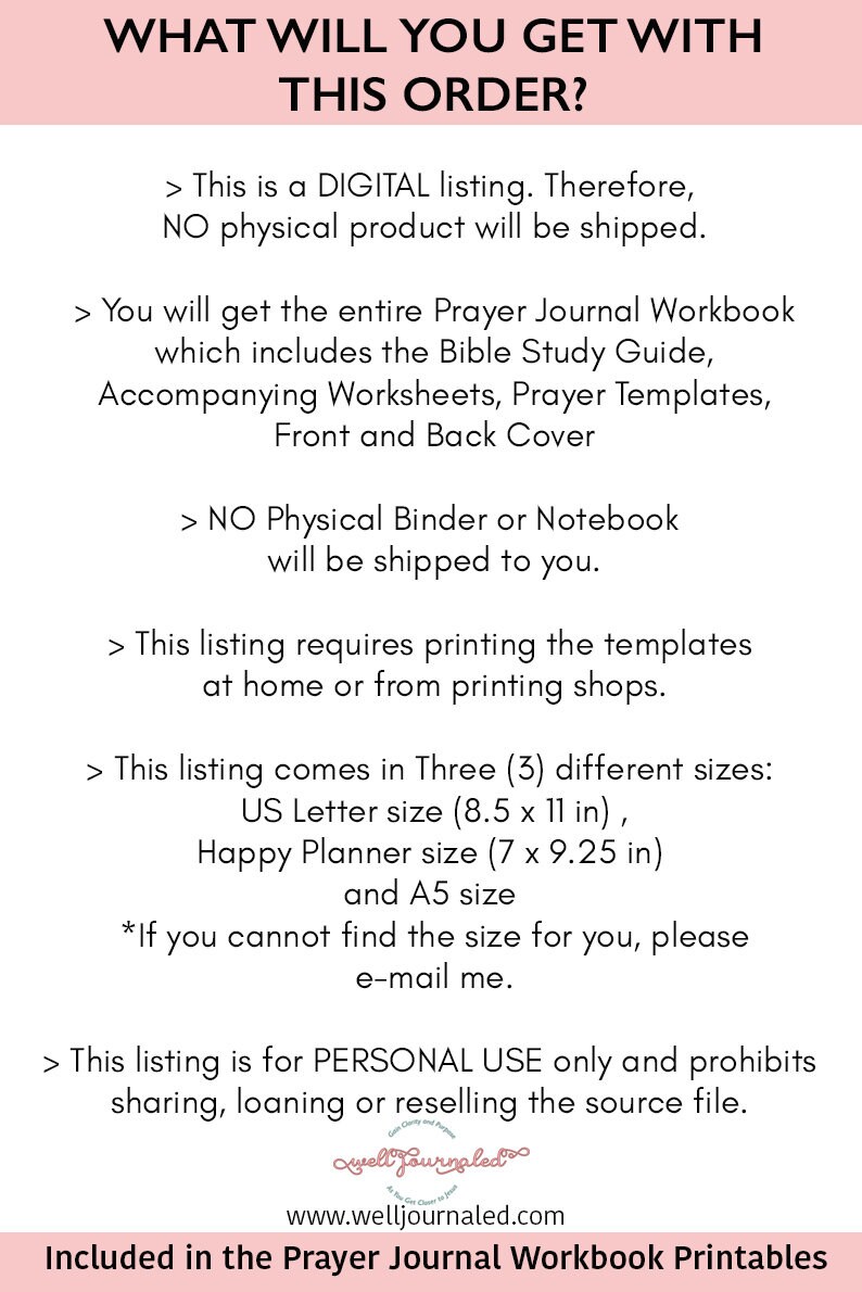 Prayer Journal and Bible Study Guide Printable Template - Etsy