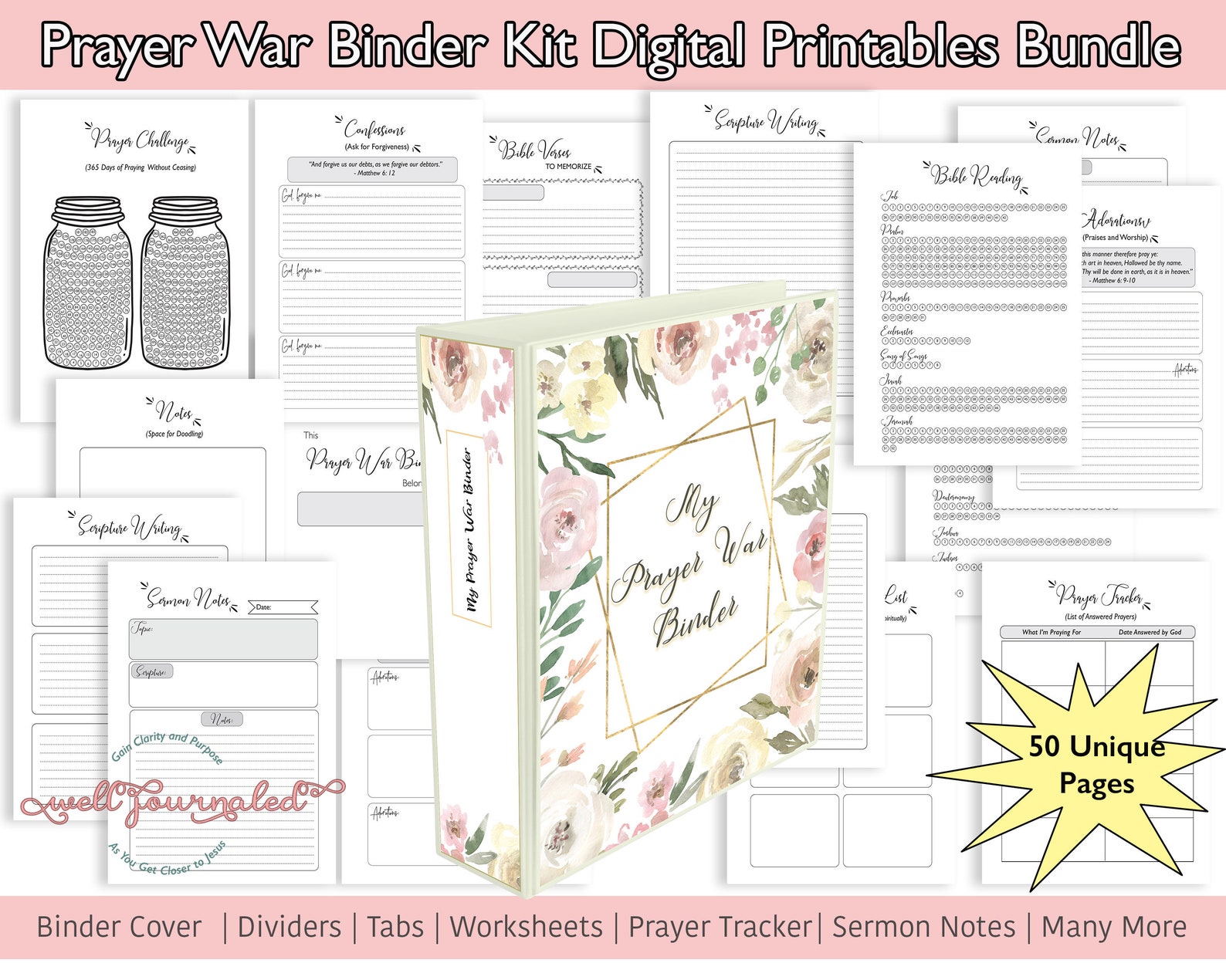 Prayer War Binder for Faith Journal, Bible Study or Gratitude Digital ...