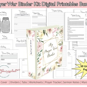 Prayer War Binder for Faith Journal, Bible Study or Gratitude Digital ...