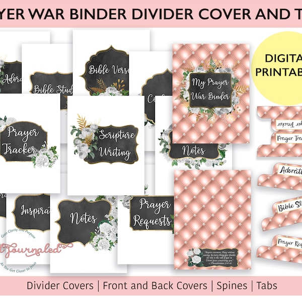 Prayer Journal Binder Dividers Cover and Tabs for Women Printables ...
