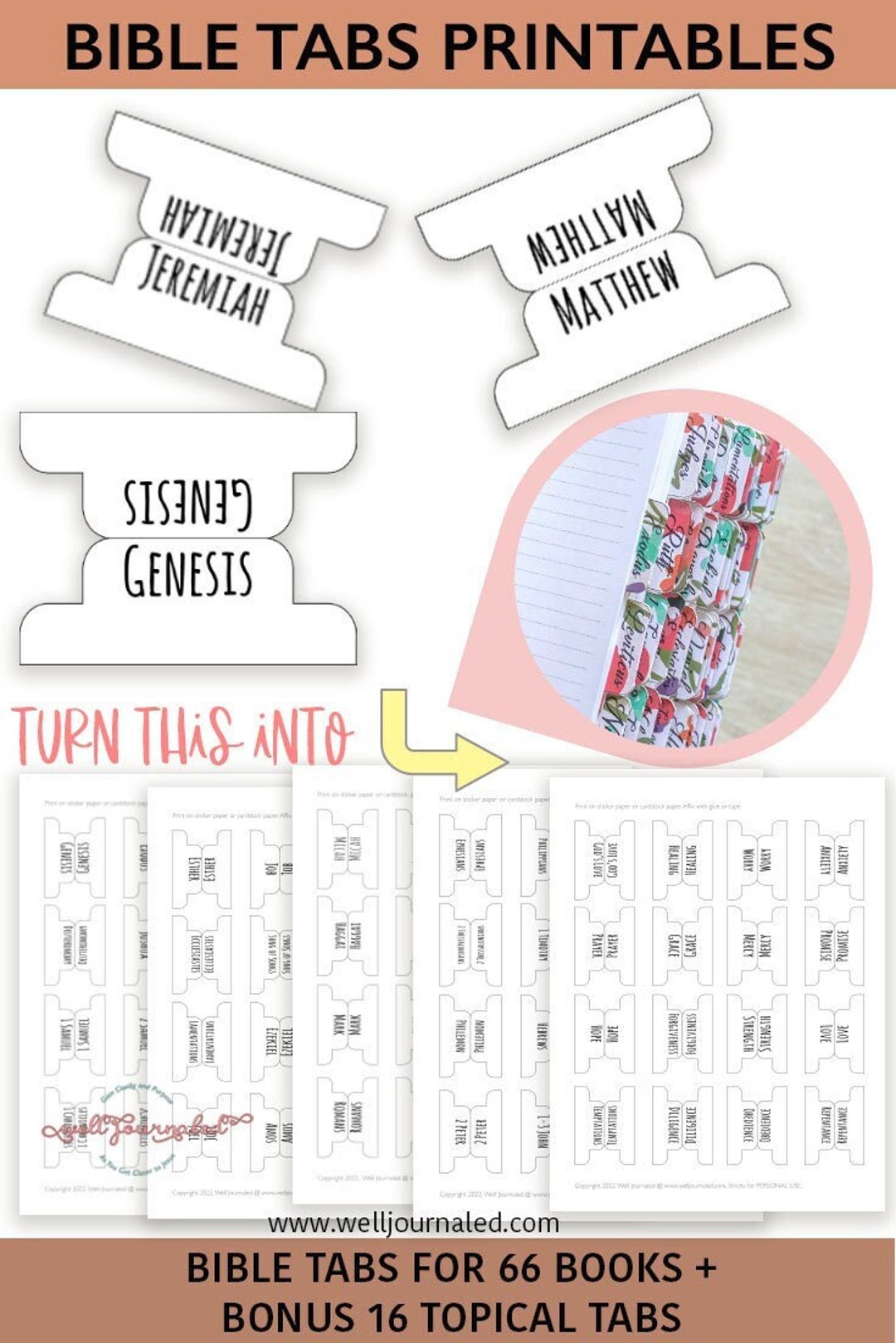 Bible Tabs Minimalist Printable for Journaling Bible | Bible Divider ...