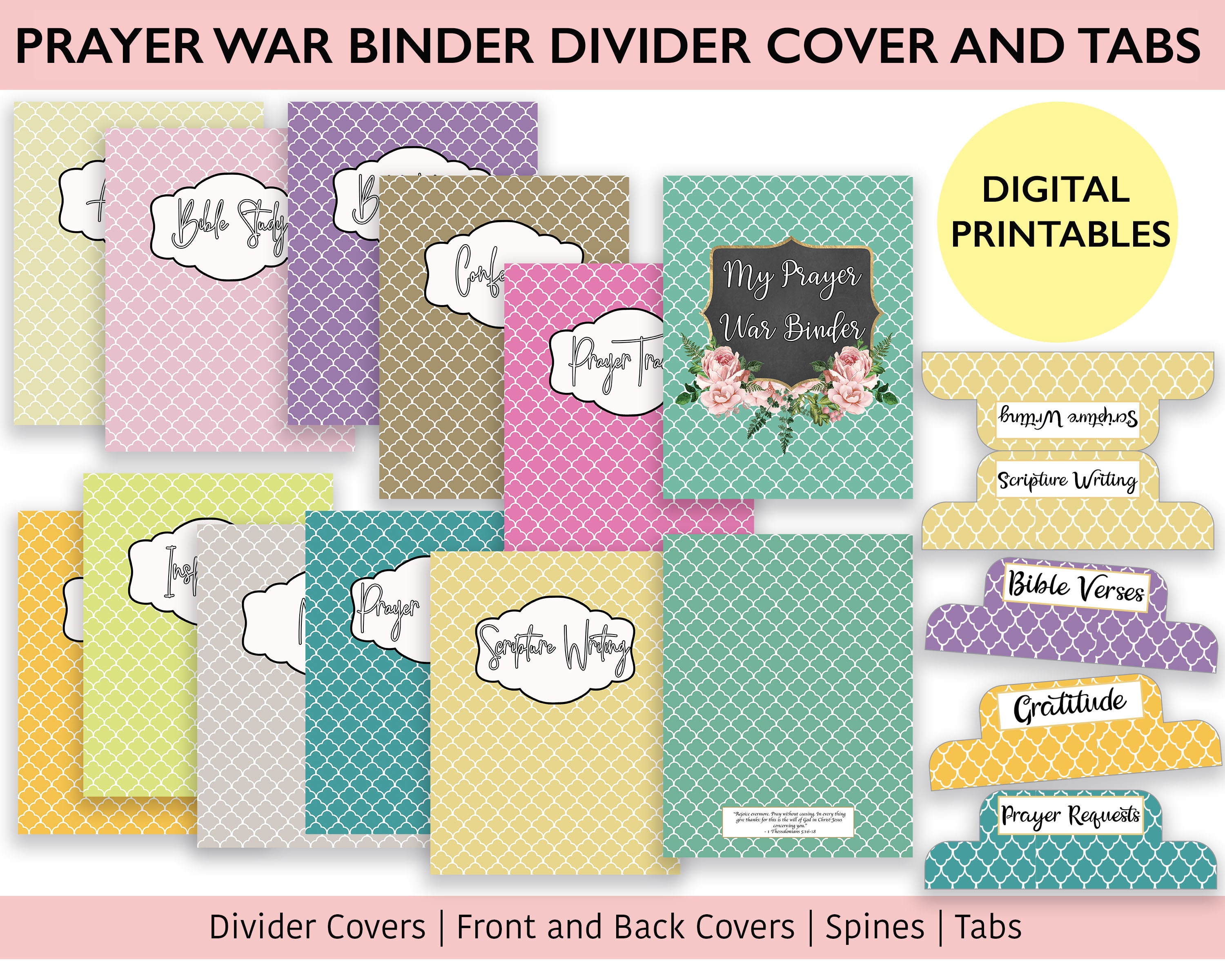 Prayer Journal Binder Dividers Cover and Tabs for Women - Etsy