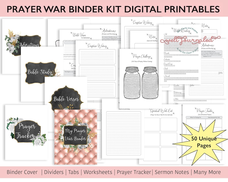 Faith Prayer War Binder for Bible Study, Prayer Journaling or Gratitude ...