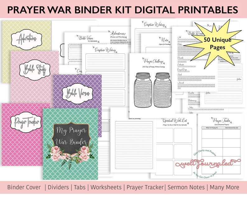 War Binder for Prayer Journal, Faith Journal or Bible Study, Gratitude Digital Kit With Binder ...