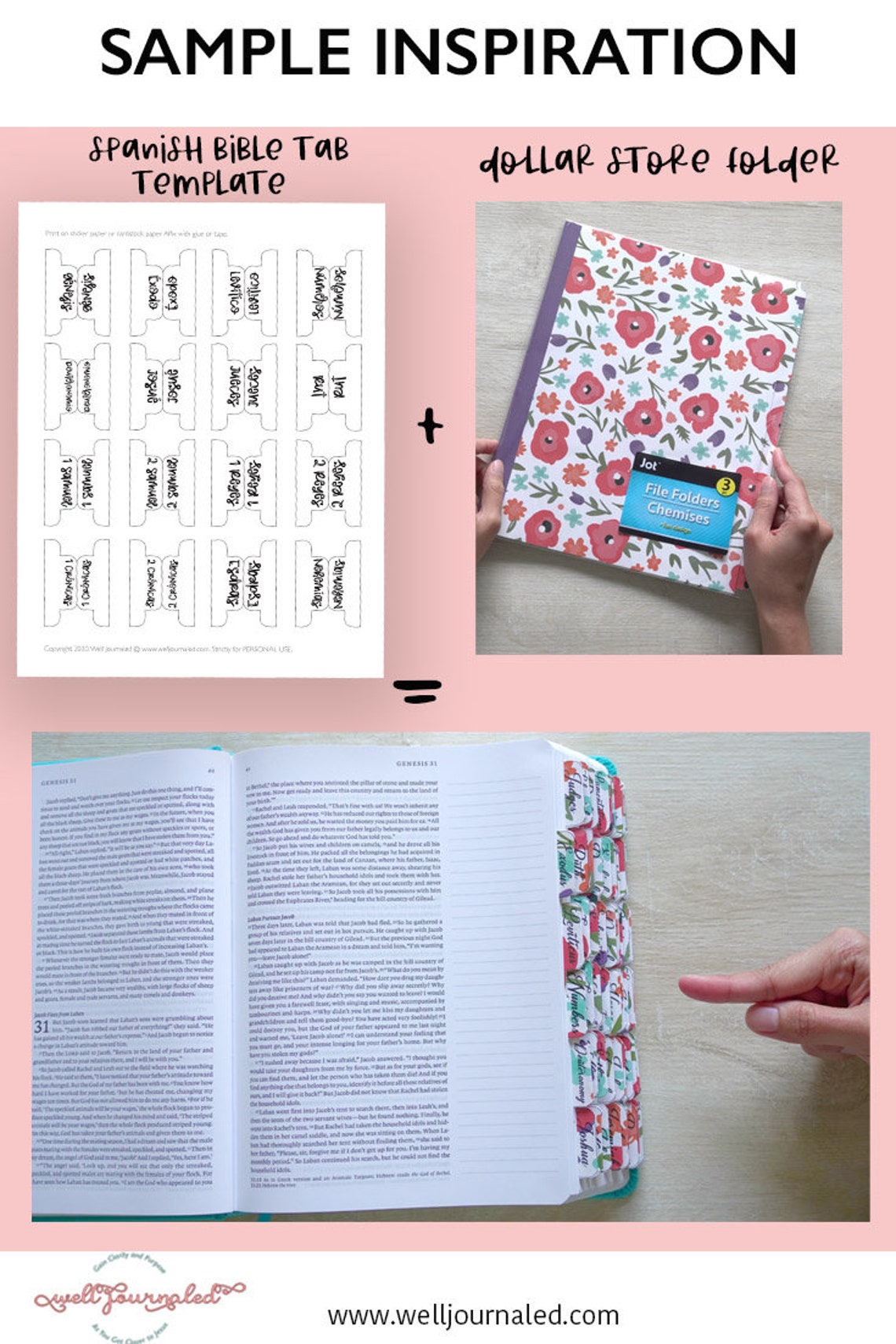 Bible Tabs Spanish Minimalist Printable for Journaling Bible Digital ...