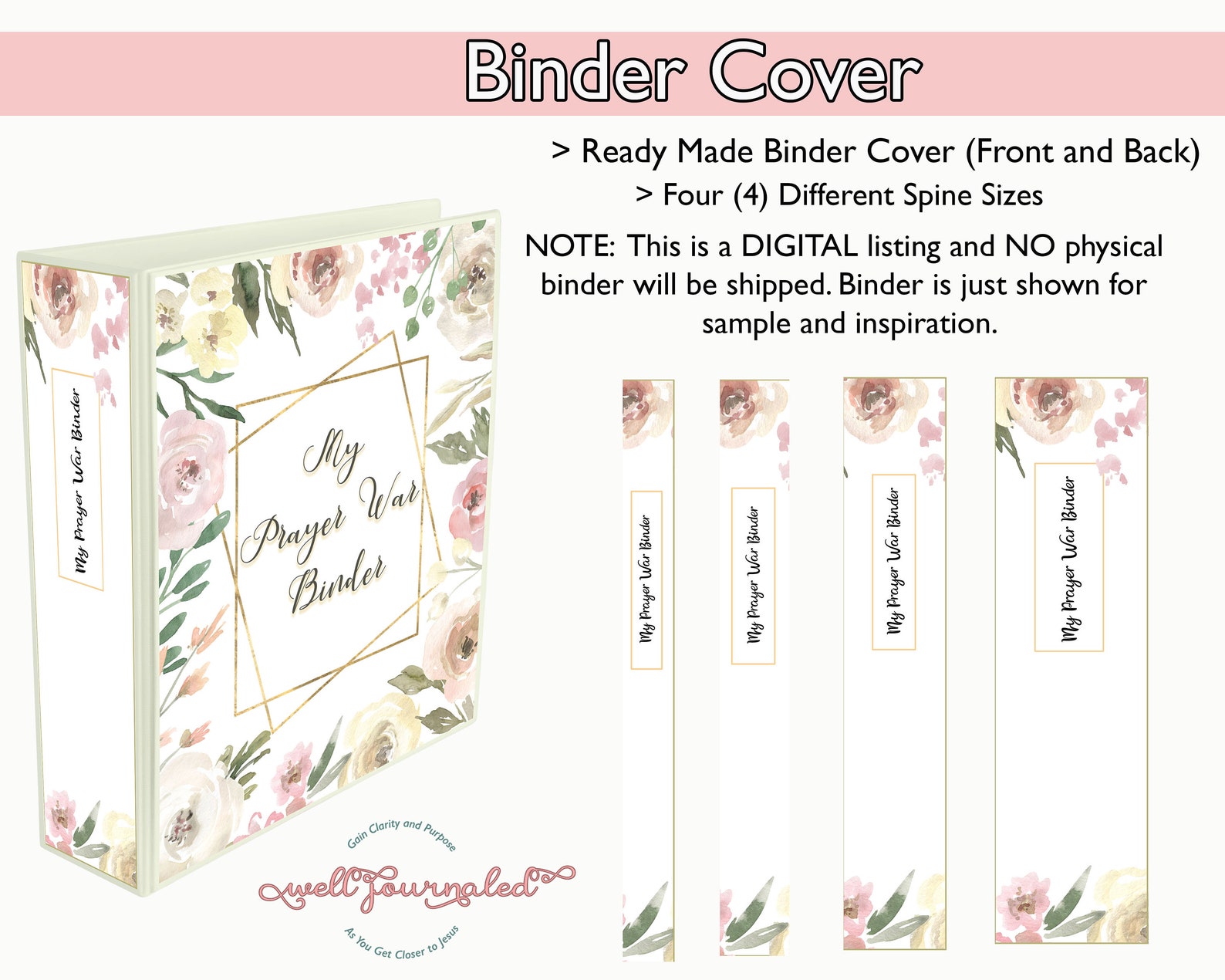 Prayer War Binder for Faith Journal, Bible Study or Gratitude Digital ...