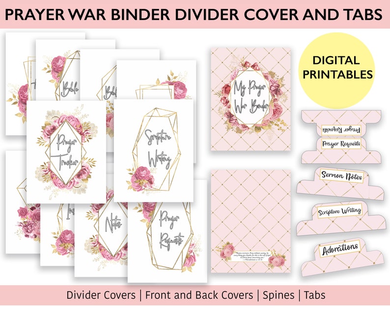 War Binder or Prayer Binder Binder Dividers Cover and Tabs Digital ...