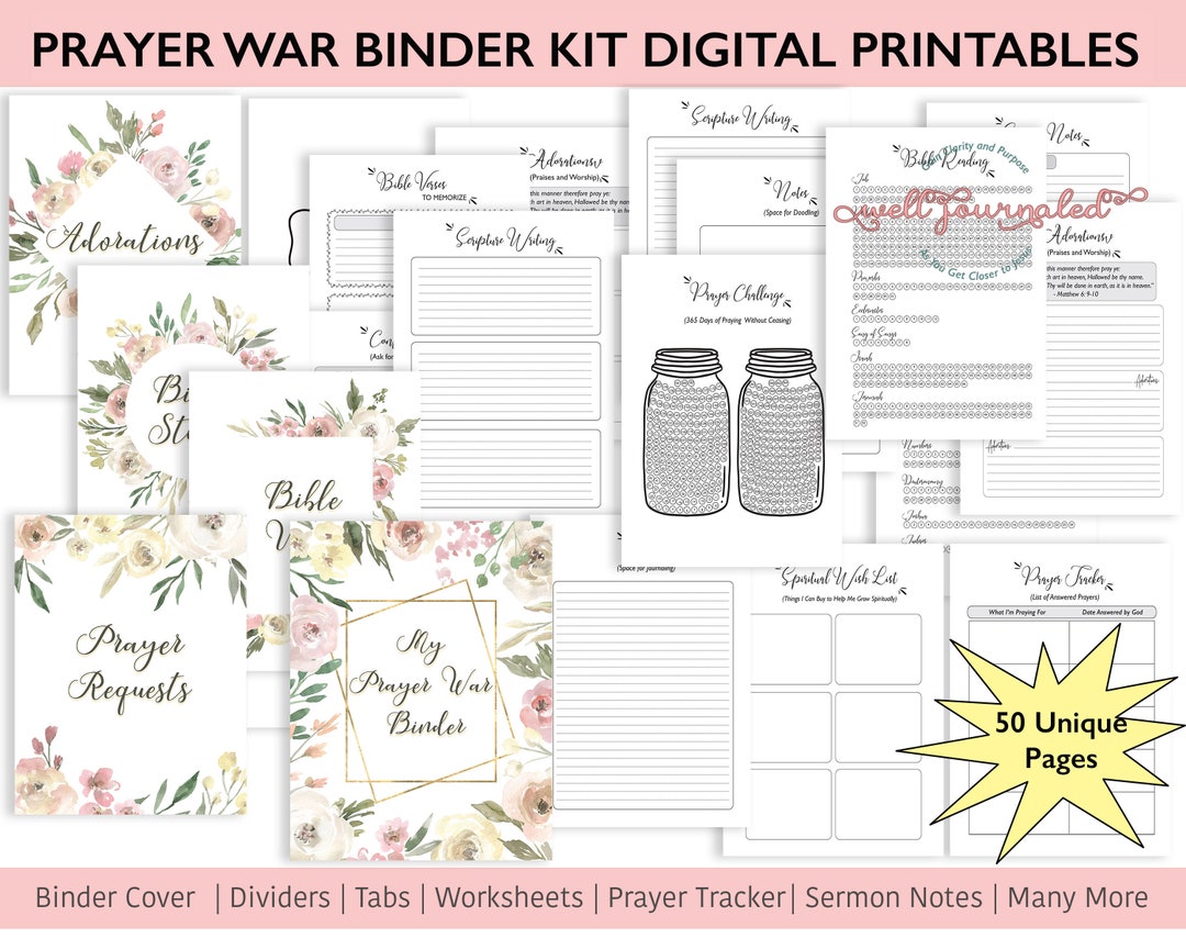Prayer War Binder for Faith Journal, Bible Study or Gratitude Digital ...