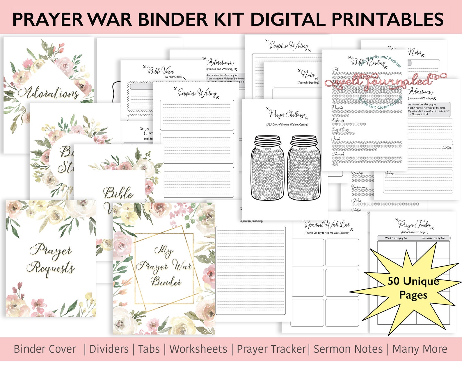 Prayer War Binder for Faith Journal, Bible Study or Gratitude Digital ...