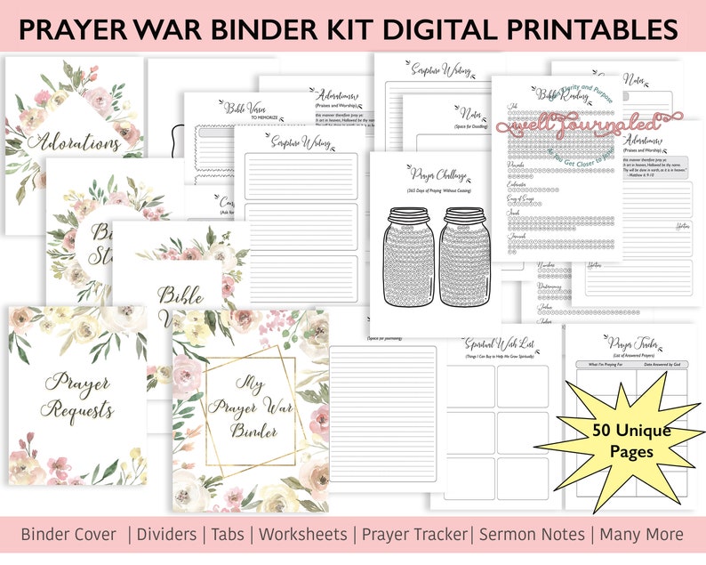 Prayer War Binder for Faith Journal, Bible Study or Gratitude Digital ...