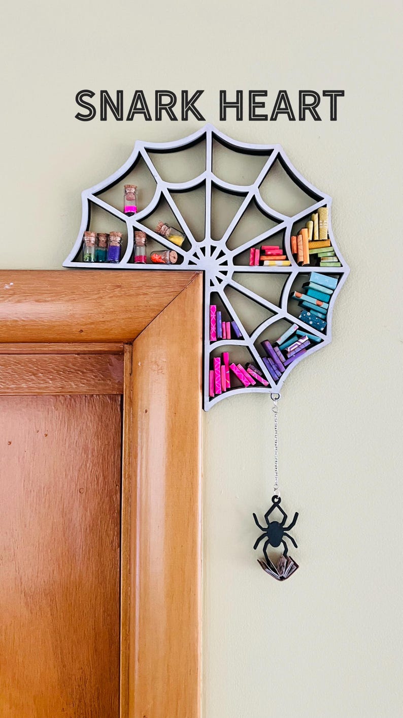 Spider Web Mini Bookshelf Svg File for Laser Cutting, Mini Bookshelf ...