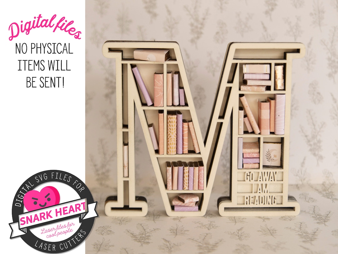 Initial Svg Bookshelf Ornament Laser Cut Files for Wood, Grannycore ...