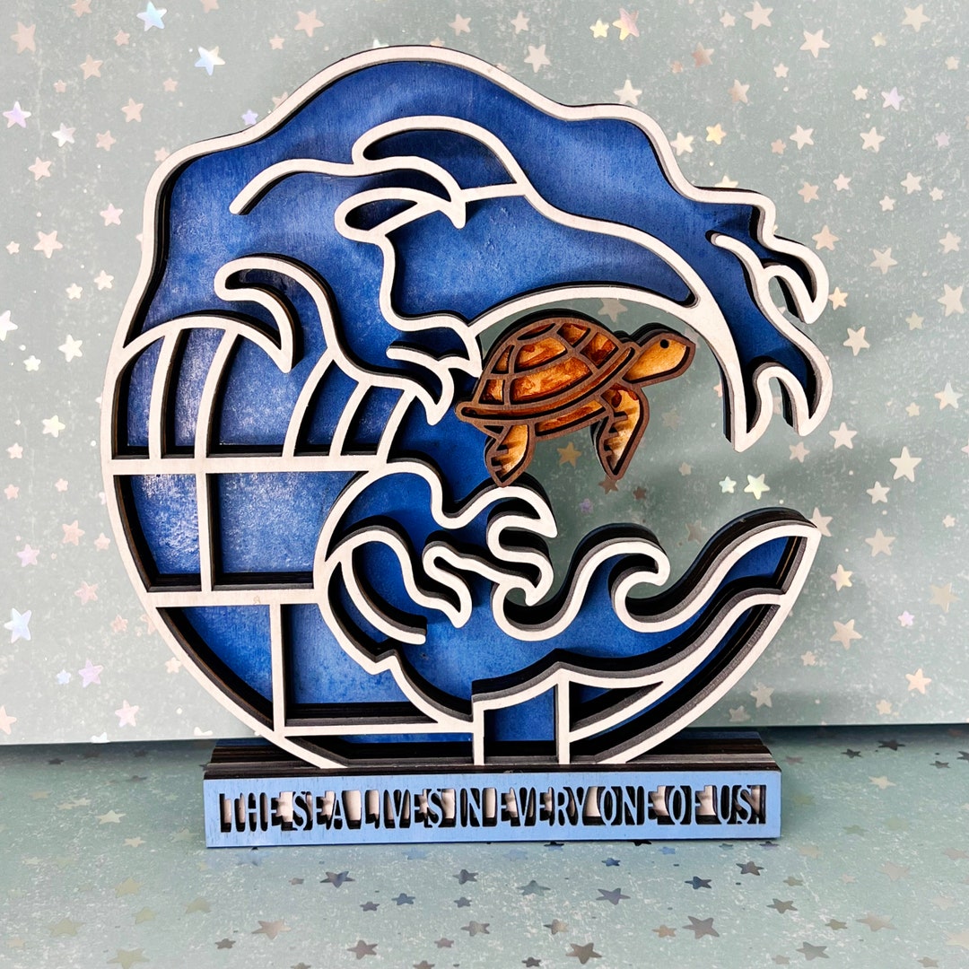 Sea Turtle Miniature Bookshelf, Sea Turtle Laser Svg, Sea Turtle Decor ...