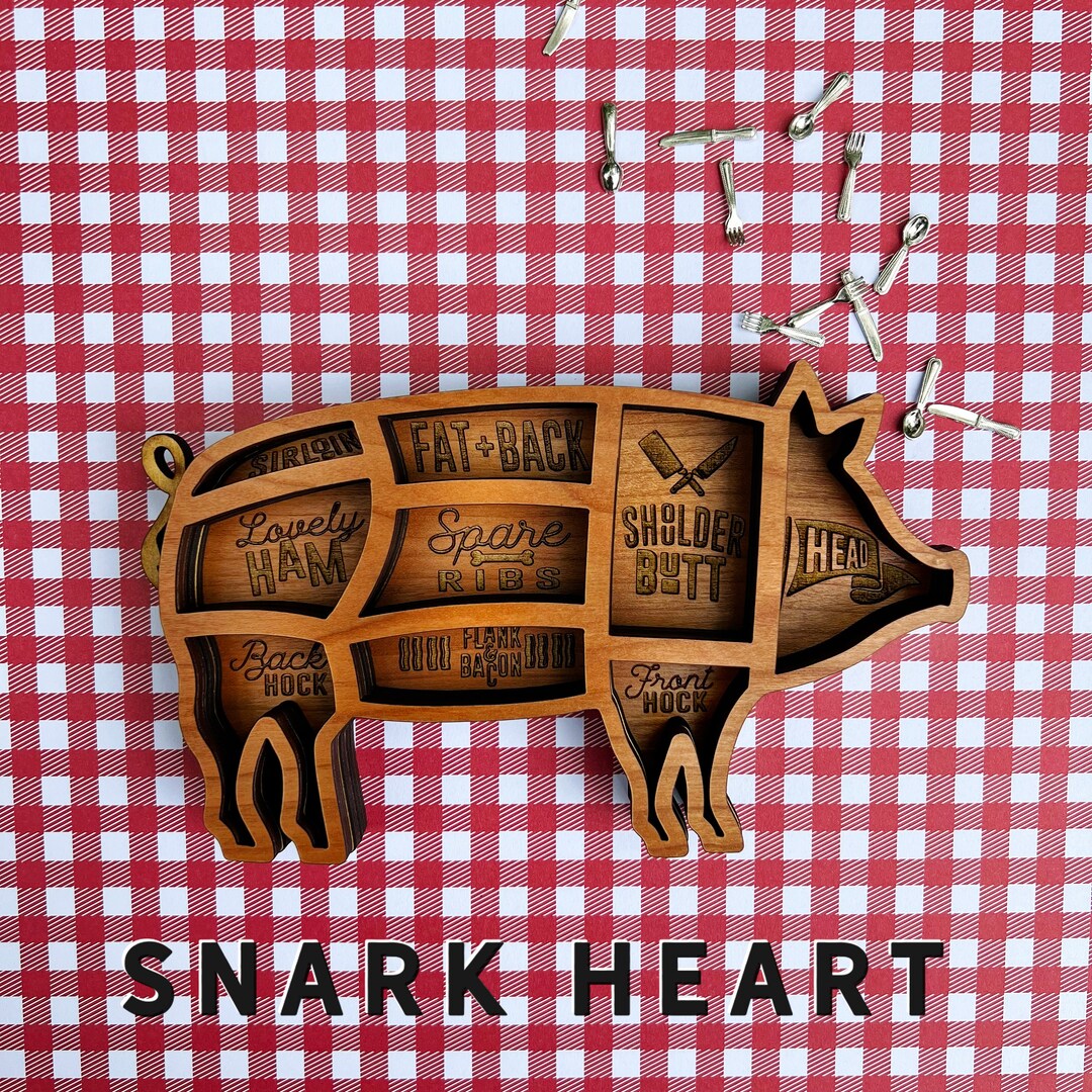BBQ Pig Mini Bookshelf Svg Cut File for Glowforge Laser Cutter, Gift ...